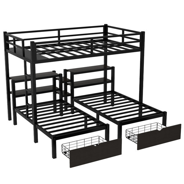 Isabelle & Max™ Full XL over Twin & Twin Triple Bunk Bed with Drawers, Multi-Functional Metal ...